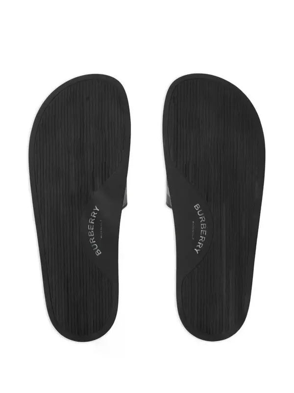 Burberry Check Print Slides - Black