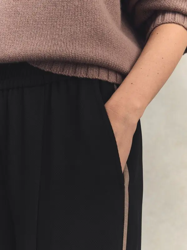 REISS Wide-leg Trousers With Elasticated Waistband - Black