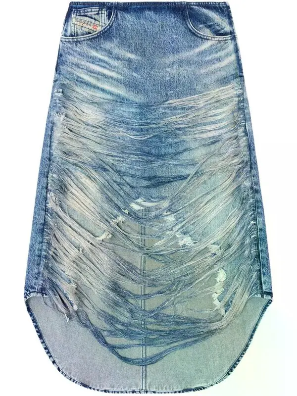 DIESEL® Frayed Hem Midi Skirt