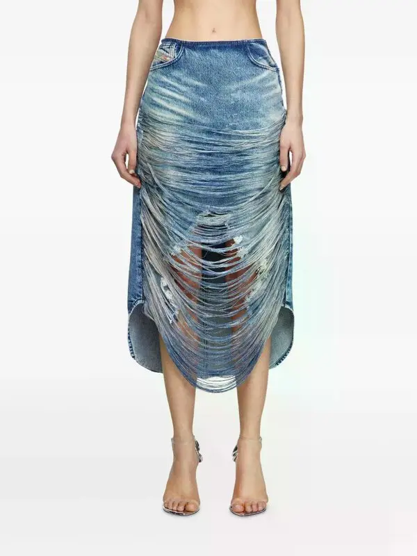 DIESEL® Frayed Hem Midi Skirt