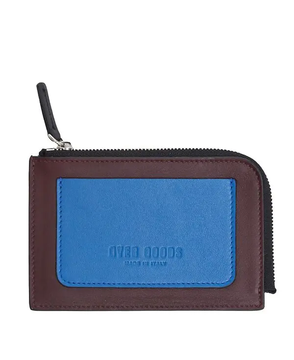HYER GOODS Italian Leather Piccolo Zip-around Card Wallet - Electric Blue Multi