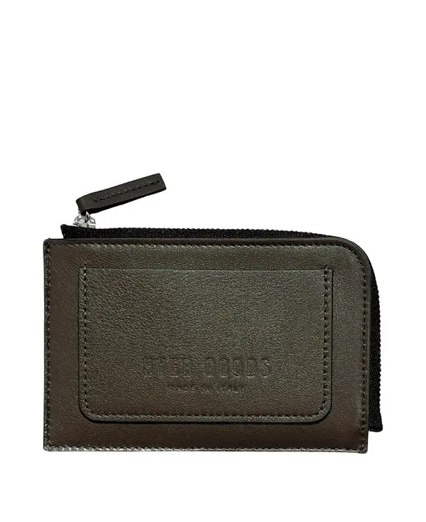 HYER GOODS Italian Leather Piccolo Zip-around Card Wallet - Olive