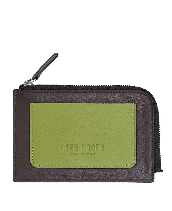 HYER GOODS Italian Leather Piccolo Zip-around Card Wallet - Vert Anis Multi