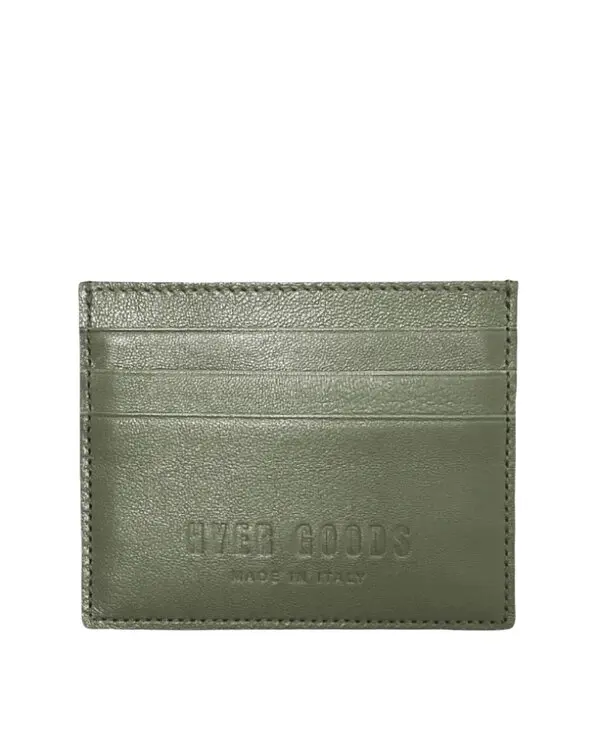 HYER GOODS Italian Leather Certo Card Wallet - Olive