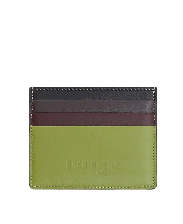 HYER GOODS Italian Leather Certo Card Wallet - Vert Anis Multi