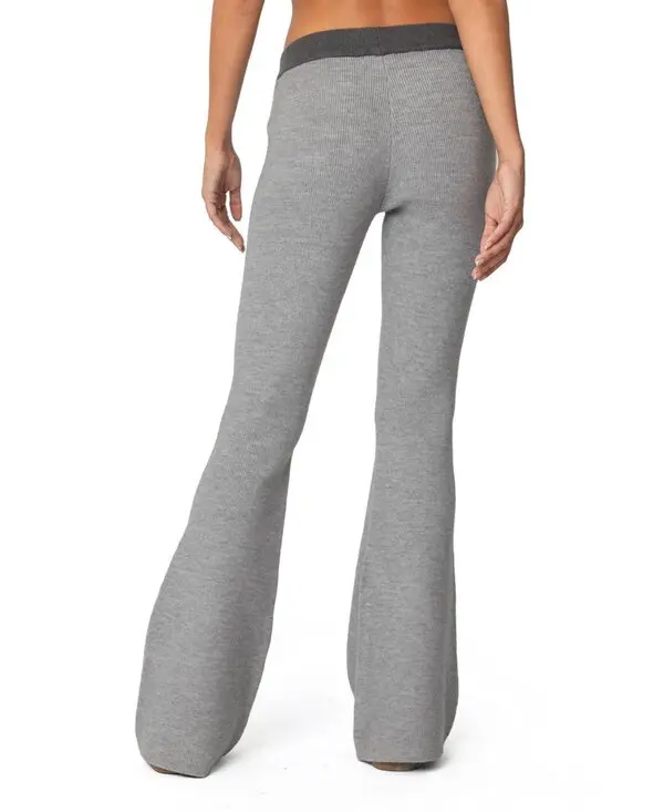 EDIKTED Contrast Knit Flared Pants