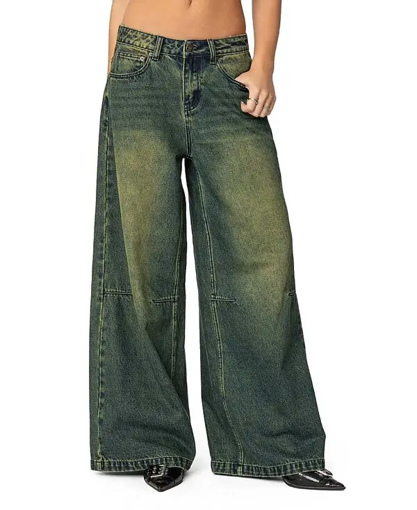 EDIKTED Shawn Low Rise Jeans - Blue Washed