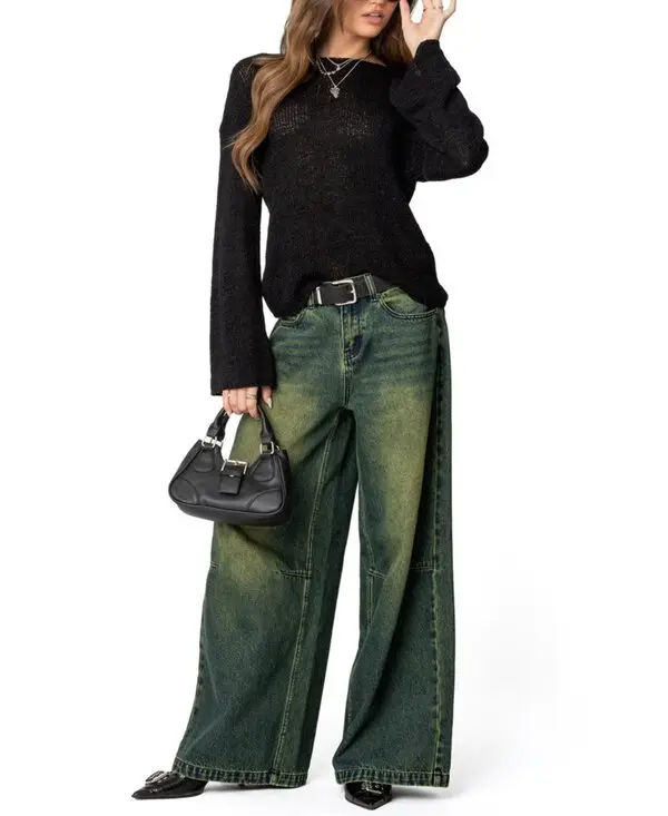 EDIKTED Shawn Low Rise Jeans - Blue Washed