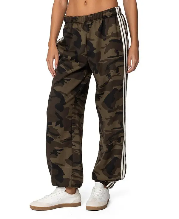 EDIKTED Camo Striped Sweatpants