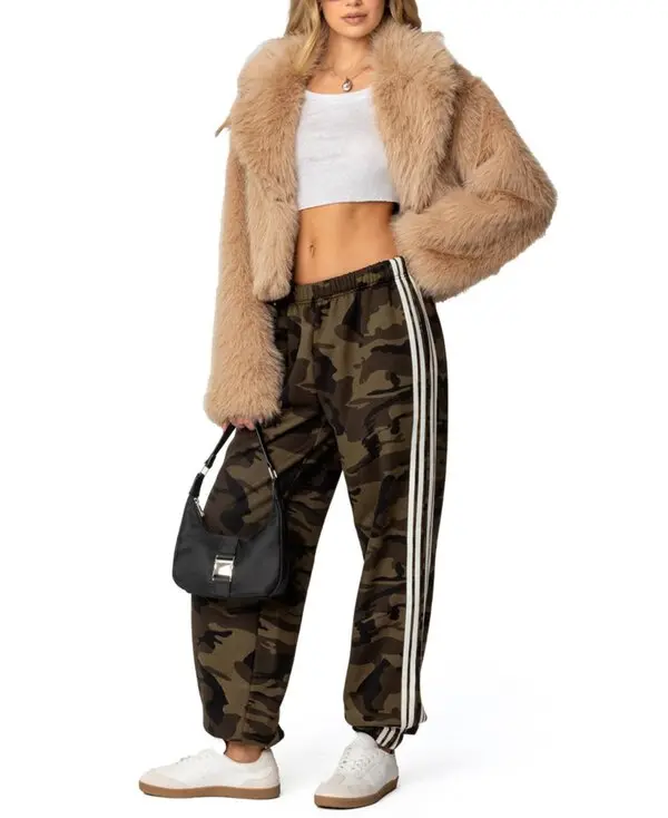 EDIKTED Camo Striped Sweatpants