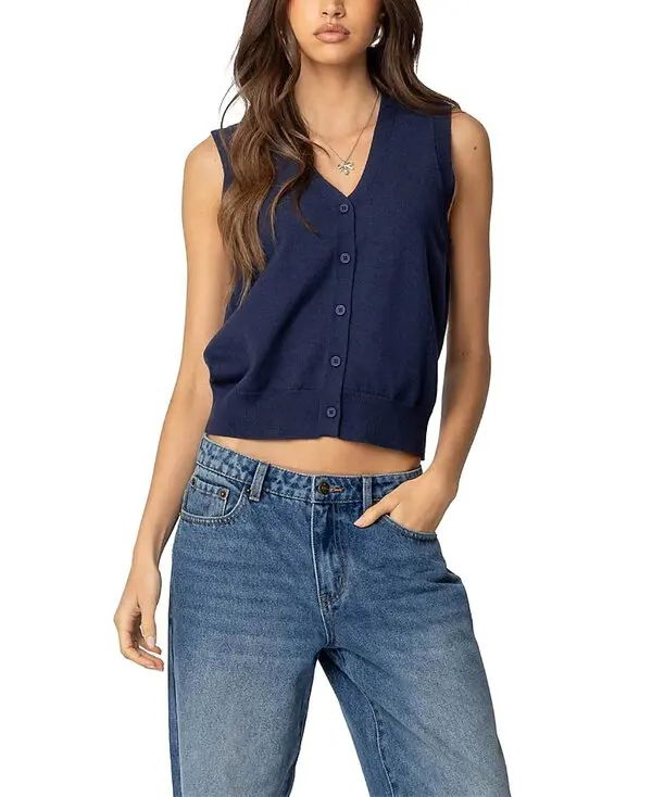 EDIKTED Button Up Knit Vest