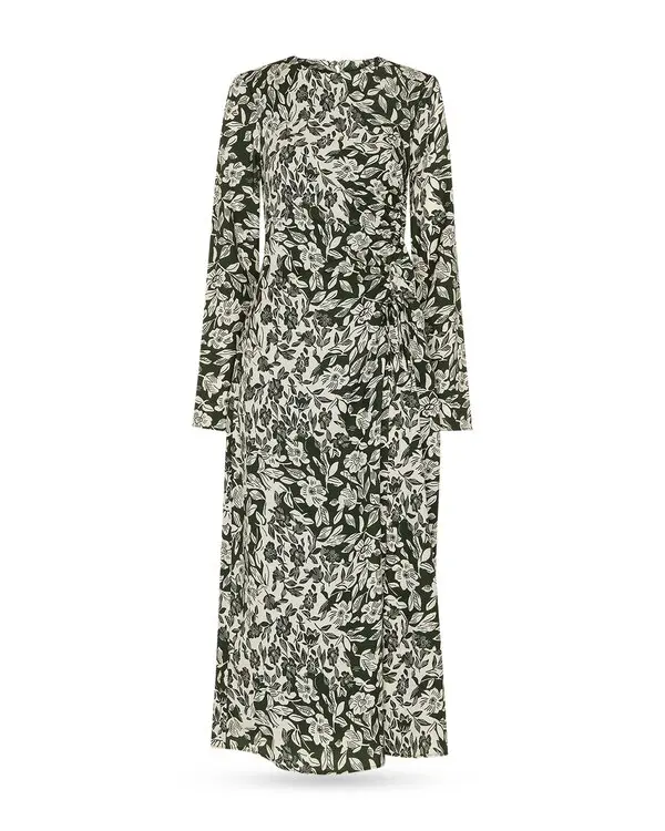 Whistles Cut Stems Ruched Side Dress Green/Multi Size 12