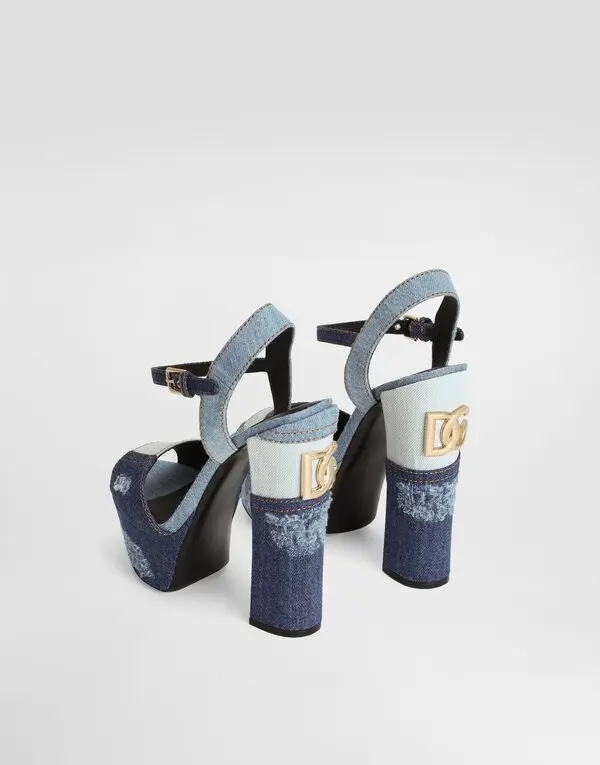Dolce & Gabbana Patchwork Denim Platform Sandals