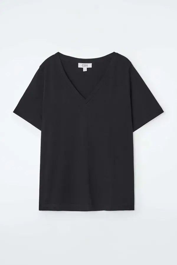 Cos Regular Fit V-neck T-shirt - Black
