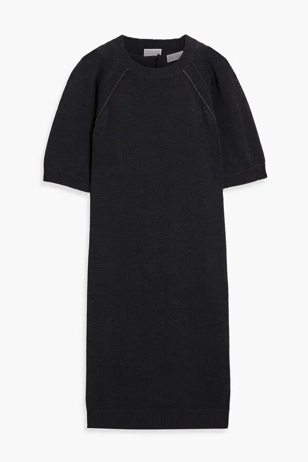 Brunello Cucinelli Bead-embellished Cotton Mini Dress