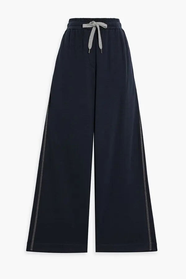 Brunello Cucinelli Bead-embellished Track Pants - Navy