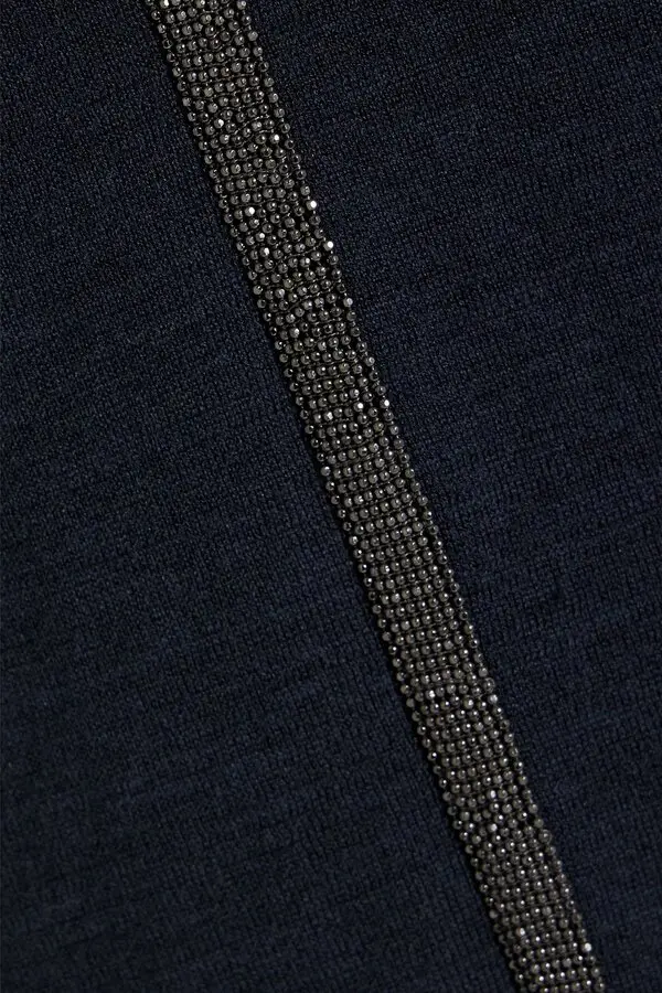 Brunello Cucinelli Bead-embellished Track Pants - Navy