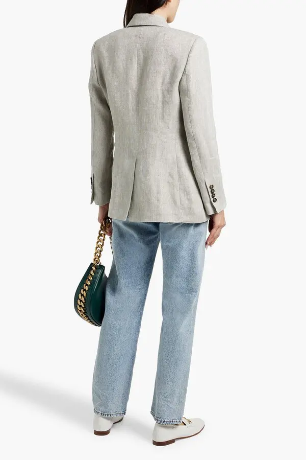 Brunello Cucinelli Double-breasted Linen-jacquard Blazer - Stone