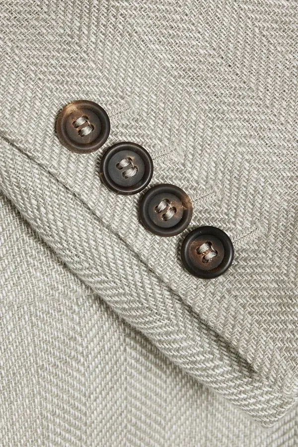 Brunello Cucinelli Double-breasted Linen-jacquard Blazer - Stone