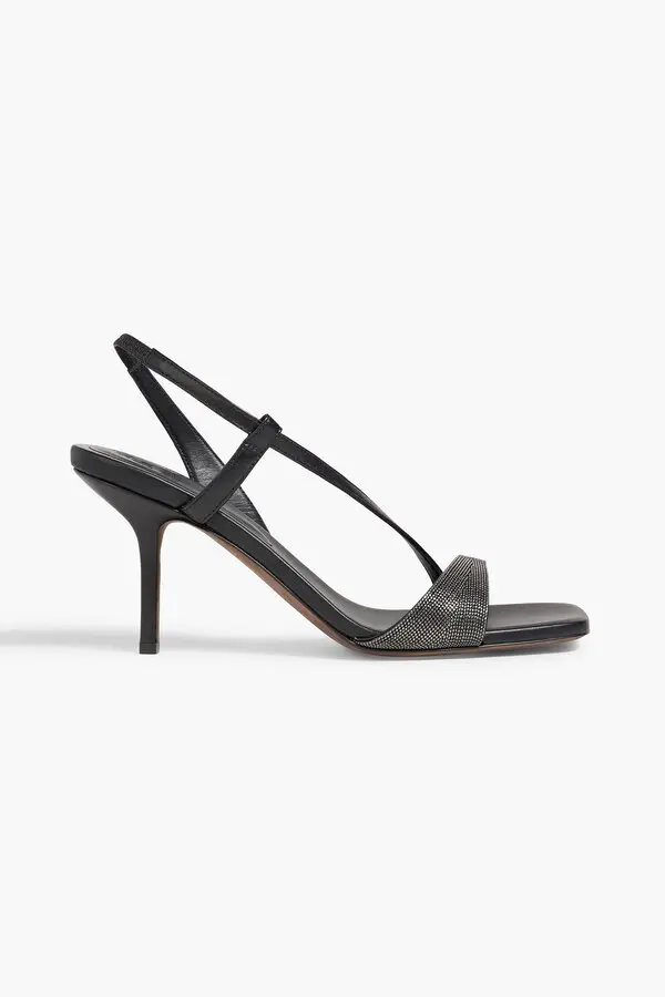 Brunello Cucinelli Bead-embellished Leather Slingback Sandals