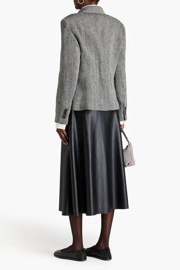 Brunello Cucinelli Herringbone Linen Blazer - Dark Gray
