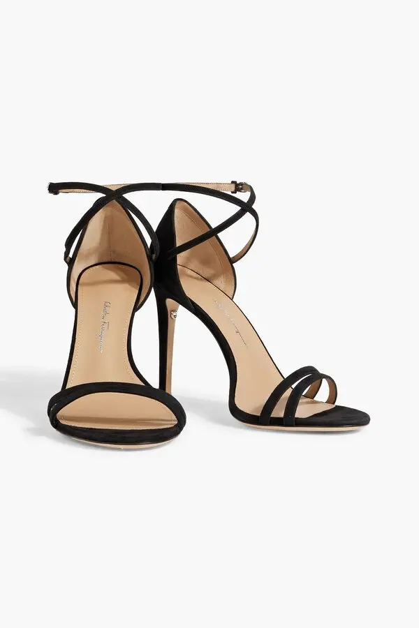 FERRAGAMO Ines X5 Suede Sandals - Black