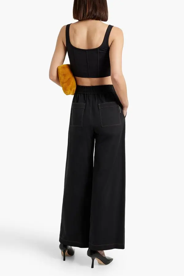 Brunello Cucinelli Bead-embellished Cotton-blend Track Pants - Black