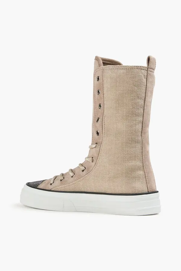 Brunello Cucinelli Bead-embellished High-top Sneakers