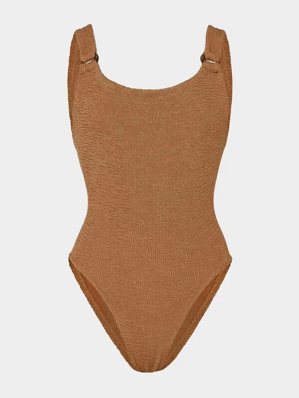 Hunza G Domino One Piece Swimsuit - Metallic Cocoa