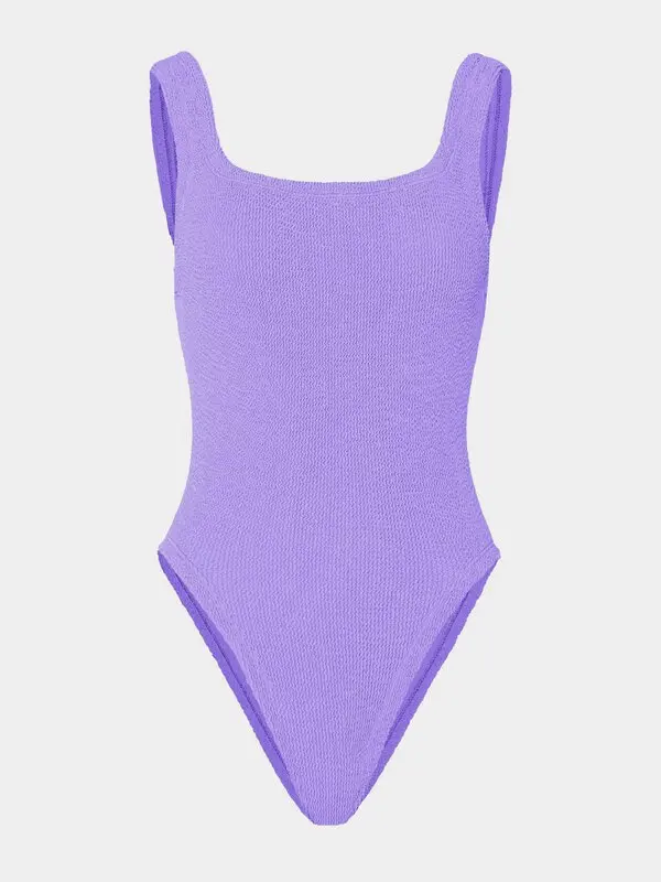 Hunza G Square Neck Swimsuit - Crinkle Lilac
