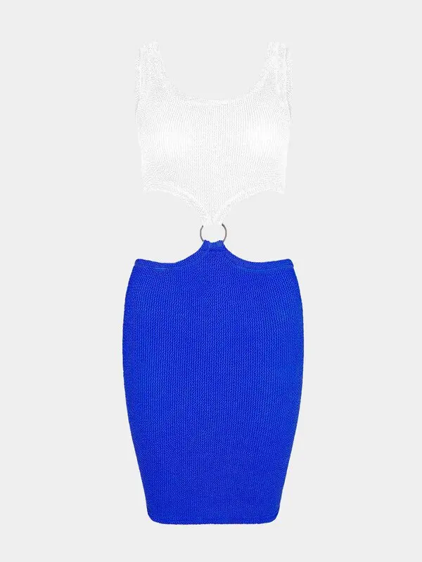 Hunza G Pretty Dress - White/royal Blue