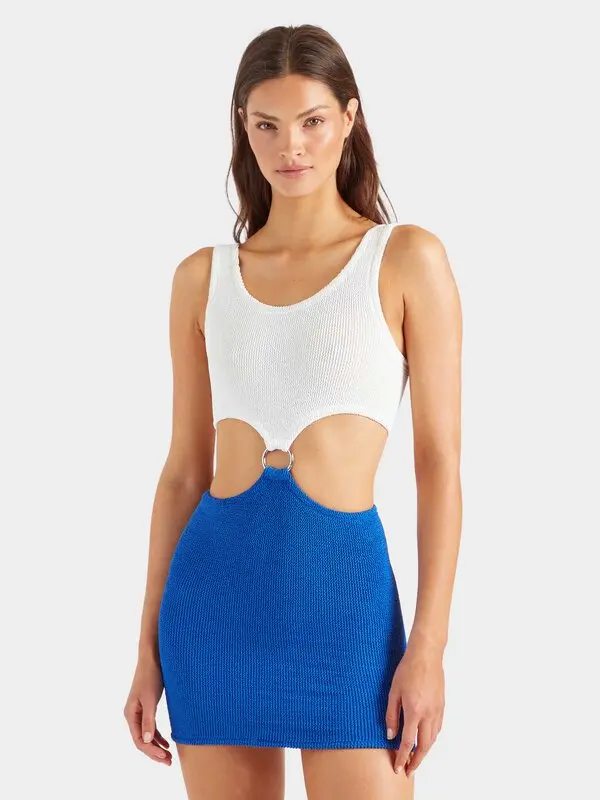 Hunza G Pretty Dress - White/royal Blue