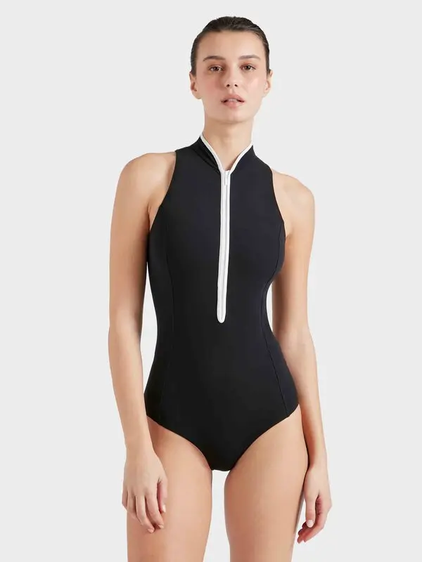 Hunza G Katya Upf 50+ Swimsuit - Black/white
