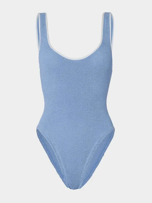 Hunza G Faye One-piece Swimsuit - Cornflower/white