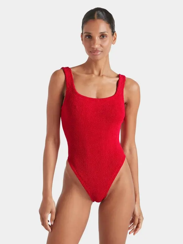 Hunza G Square Neck Swim - Crinkle Red