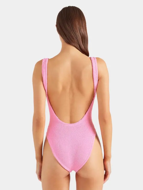 Hunza G Square Neck One Piece Swimsuit - Crinkle Bubblegum