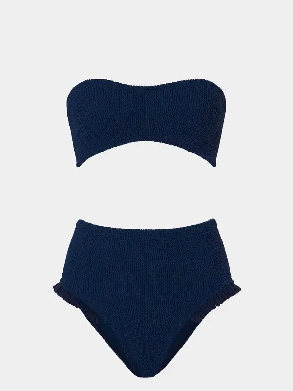 Hunza G Osiris Frill Bikini - Navy