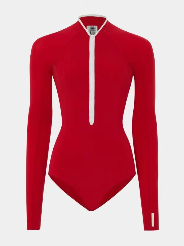 Hunza G Tyra Upf 50+ Surf Suit - Red & White