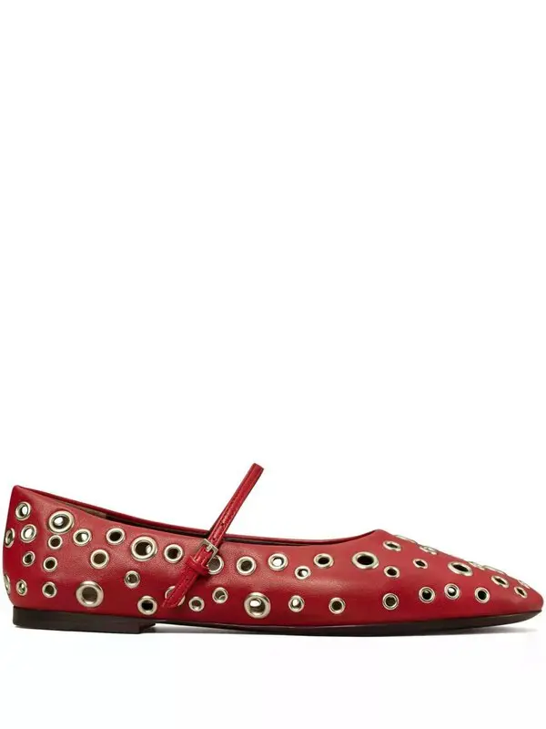 Tory Burch Eyelet Mary Jane Ballerina Flats - Red