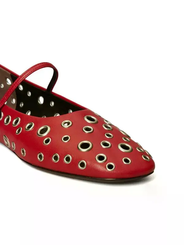 Tory Burch Eyelet Mary Jane Ballerina Flats - Red