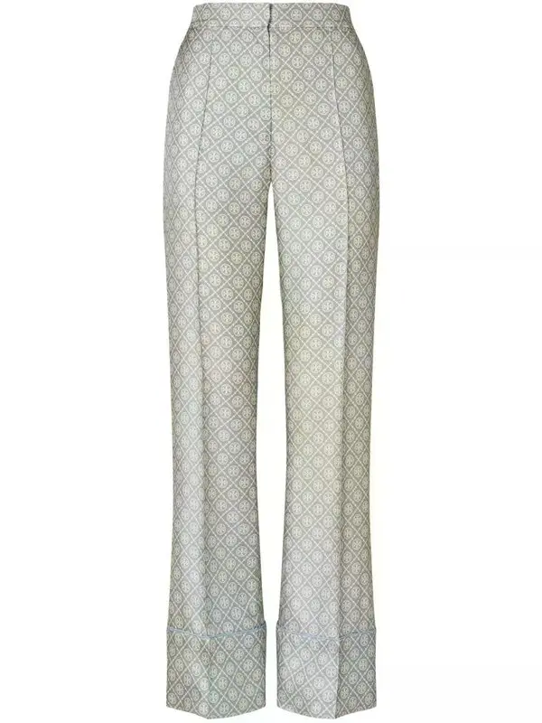 Tory Burch T Monogram-print Silk Trousers