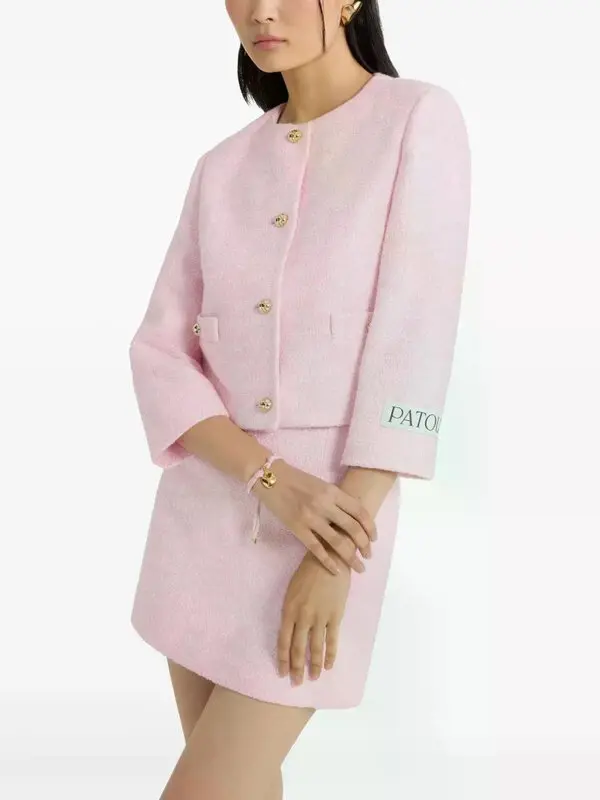 PATOU Collarless Bouclé Jacket - Pink