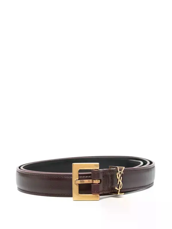 Saint Laurent Cassandre Thin Leather Belt - Red