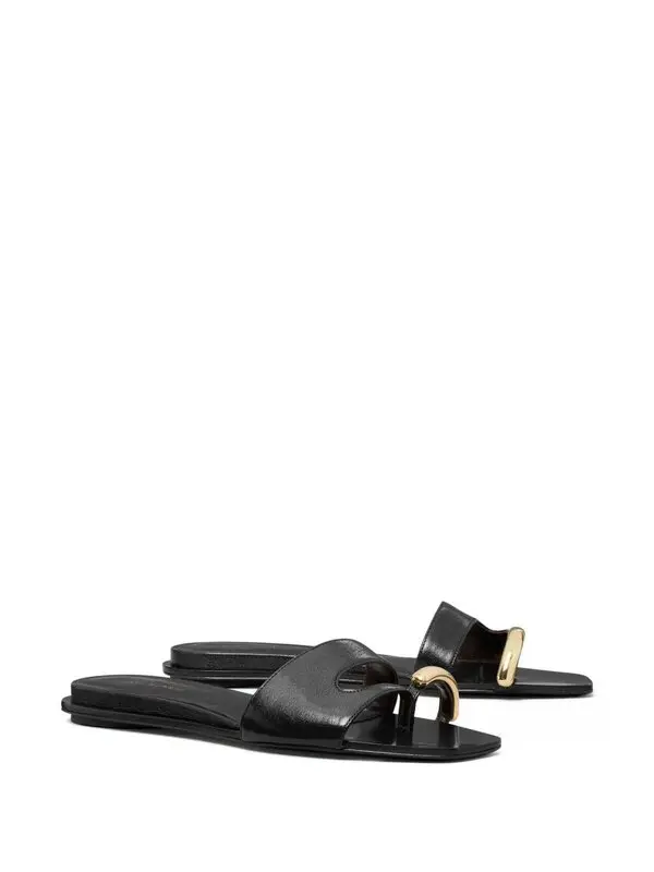 Tory Burch Pierced Flat Sandals - Black