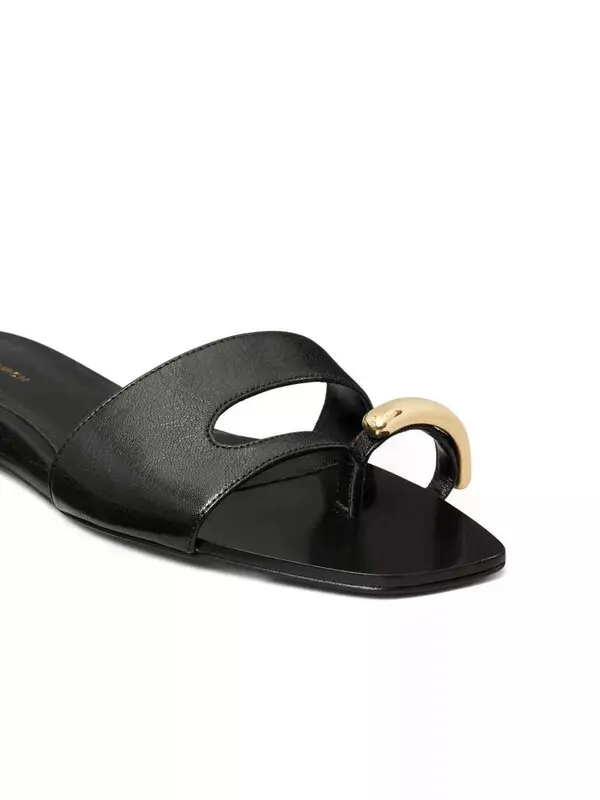Tory Burch Pierced Flat Sandals - Black