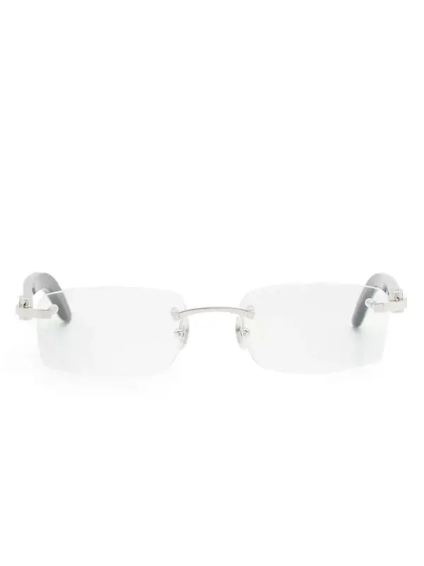 CARTIER C Décor Rectangle-frame Glasses - Silver