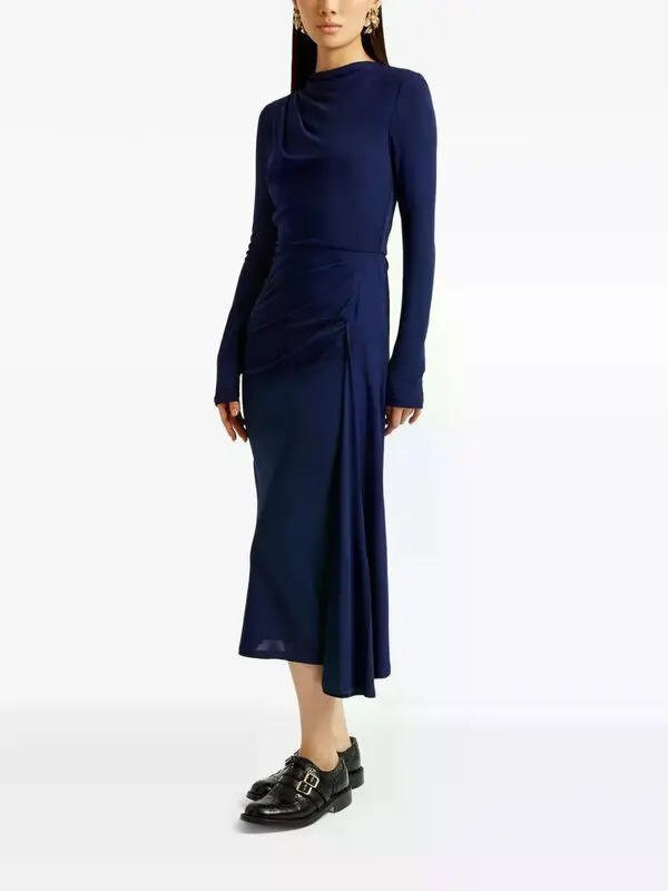 Erdem Long-sleeved Draped Midi Dress - Blue
