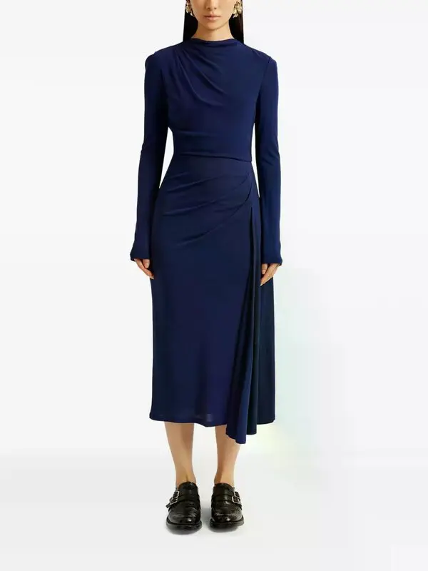 Erdem Long-sleeved Draped Midi Dress - Blue
