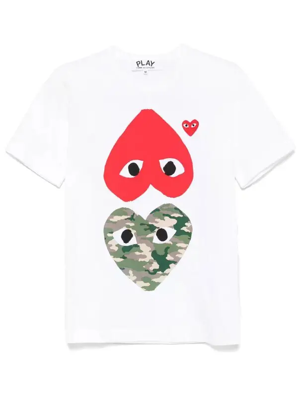 Play Comme Des Garcon Heart-patch T-shirt - White