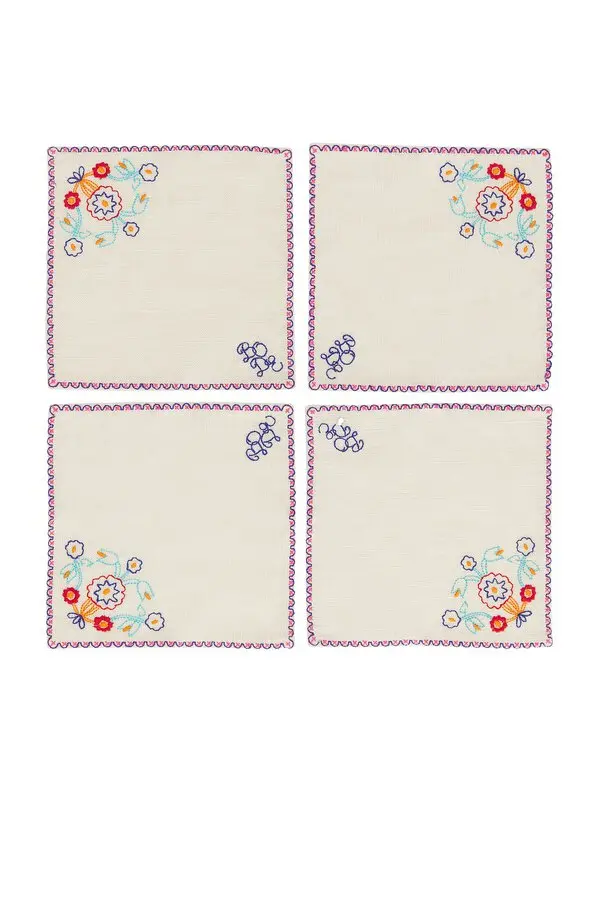 BODE Garden Party Cocktail Napkins In Cream